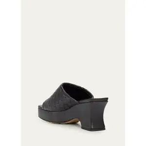 Bottega Veneta 70mm Rosita Intrecciato Leather Wedge Mules - Espresso