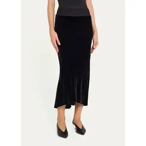 Rick Owens Velvet Bias Midi Skirt - Black