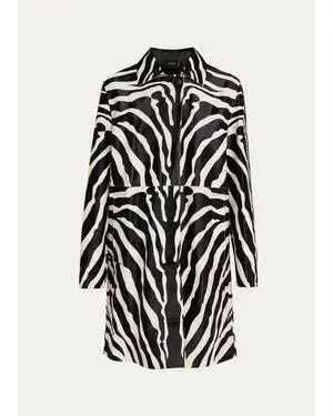 Akris Laron Zebra Print Pony Hair Single-breasted Coat - Ecru/black
