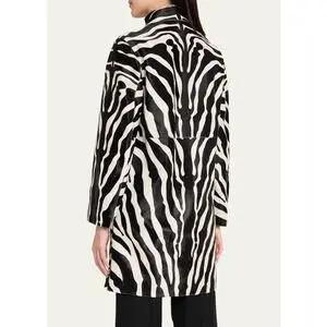 Akris Laron Zebra Print Pony Hair Single-breasted Coat