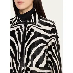 Akris Laron Zebra Print Pony Hair Single-breasted Coat