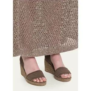 Brunello Cucinelli Suede Espadrille Wedge Sandals