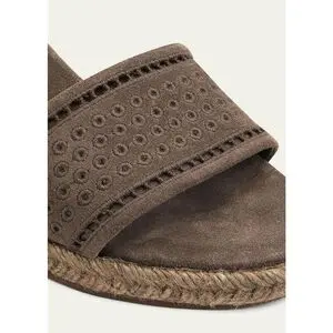 Brunello Cucinelli Suede Espadrille Wedge Sandals