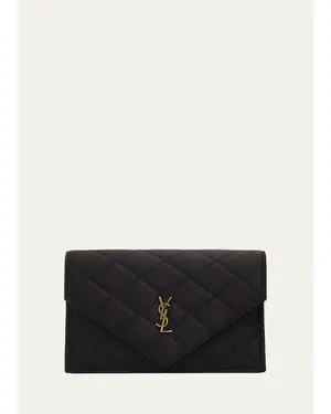 Saint Laurent Small Quilted Wallet On Chain - Noir