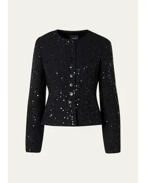 Akris Kelis Sequined Tweed Jacket - Black