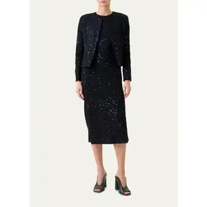 Akris Kelis Sequined Tweed Jacket - Black