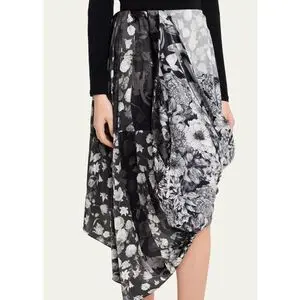 MAISON MARGIELA Draped Floral Silk Midi Skirt