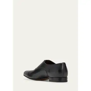 Santoni Darian Calfskin Leather Oxfords - Black