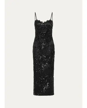 Rebecca Vallance Beau Sequin Lace Column Midi Dress
