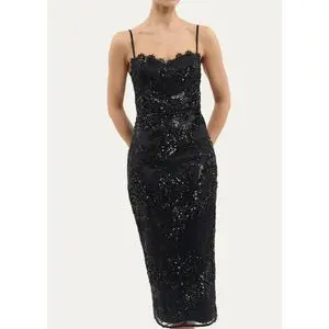 Rebecca Vallance Beau Sequin Lace Column Midi Dress