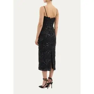 Rebecca Vallance Beau Sequin Lace Column Midi Dress