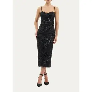 Rebecca Vallance Beau Sequin Lace Column Midi Dress