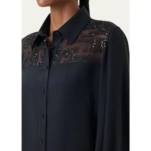 Akris Sequin Embellished Silk Crepe Blouse