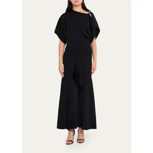 LANVIN Asymmetric Silver Button A-line Dress