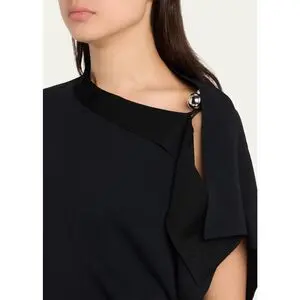 LANVIN Asymmetric Silver Button A-line Dress
