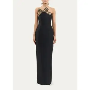 Rebecca Vallance Venus Strapless Bow-embellished Column Gown - Black