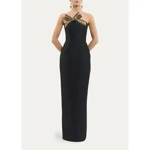 Rebecca Vallance Venus Strapless Bow-embellished Column Gown - Black