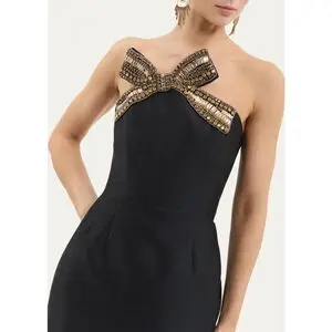 Rebecca Vallance Venus Strapless Bow-embellished Column Gown - Black
