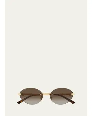 Gucci 58mm Metal & Acetate Oval Sunglasses - Gold