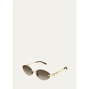 Gucci 58mm Metal & Acetate Oval Sunglasses - Gold