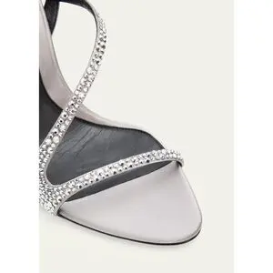 Alexander McQueen 90mm Skull Embellished Satin Ankle-strap Sandals