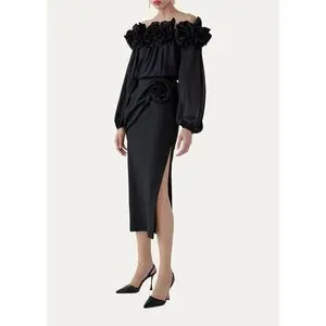 Carolina Herrera Rosette Off-the-shoulder Blouse
