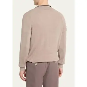 Brunello Cucinelli Cotton English Rib Half-zip Sweater - Blue