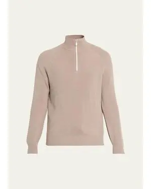 Brunello Cucinelli Cotton English Rib Half-zip Sweater - Brow