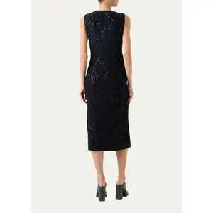 Akris Sequined Tweed Midi Sheath Dress