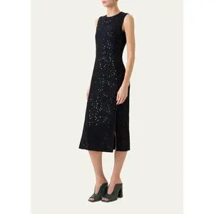 Akris Sequined Tweed Midi Sheath Dress