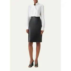 Akris Lamb Nappa Leather Pencil Skirt