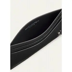 Saint Laurent Tiny Cassandre Card Holder In Leather