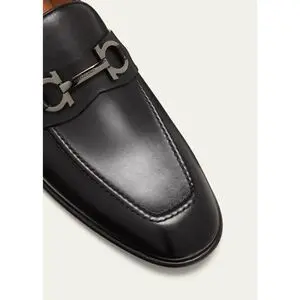 FERRAGAMO Foster Smooth Leather Gancini Bit Loafers - Black