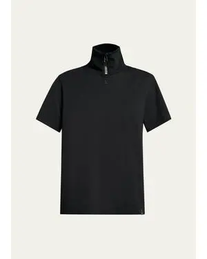COURREGES Cotton Ribbed Stand-collar T-shirt - Black