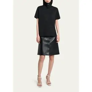 COURREGES Cotton Ribbed Stand-collar T-shirt