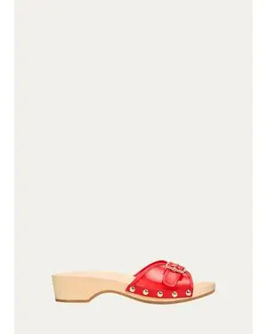 LOEFFLER RANDALL 40mm Paulie Studded Leather Clogs - Red