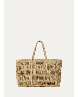 THE ROW Georgica Tote Bag In Woven Raffia - Natural