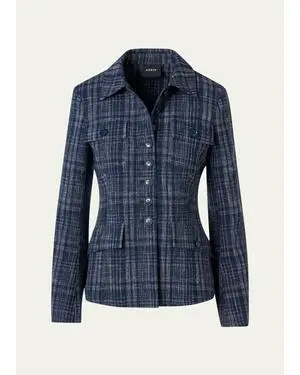Akris Delia Buttoned Tweed Jacket - Navy/ecru