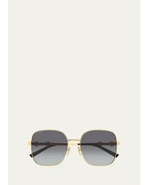 Gucci Horsebit 58mm Square Sunglasses - Gold