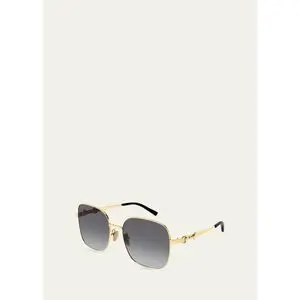 Gucci Horsebit 58mm Square Sunglasses - Gold