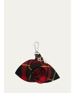 Alexander McQueen Rose Tartan Bag Charm - Black Multi