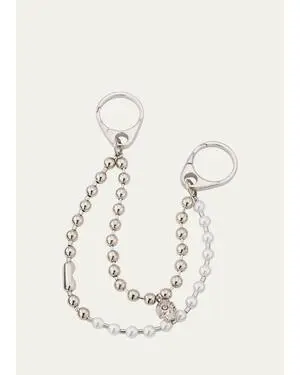 Alexander McQueen Skull And Pearly Double Chain Charm - Pearl