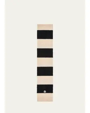 Moncler Wide Stripe Logo Patch Scarf