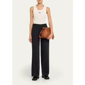 Loewe Flaco Medium Clutch Bag In Nappa Leather - Squirrel