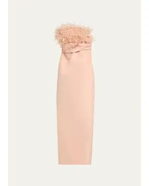 Oscar De La Renta Strapless Dramatic Point D'esprit Silk Column Gown - Blush