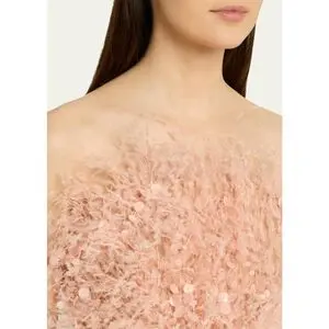 Oscar De La Renta Strapless Dramatic Point D'esprit Silk Column Gown