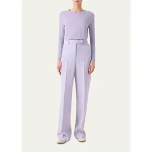 Akris Melange Twill Straight Leg Forest Pants