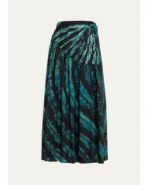 Ulla Johnson Freya Shibori Tie-dye Midi Skirt - Malachite