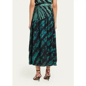 Ulla Johnson Freya Shibori Tie-dye Midi Skirt - Malachite