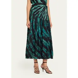 Ulla Johnson Freya Shibori Tie-dye Midi Skirt - Malachite
